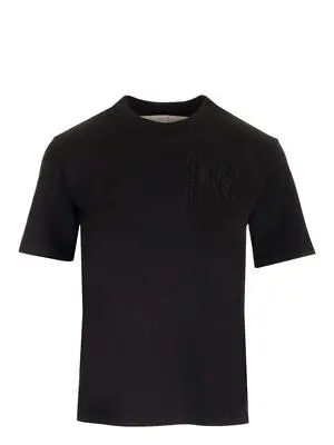 Palm Angels Monogram Embroidered Cotton T-shirt - Black