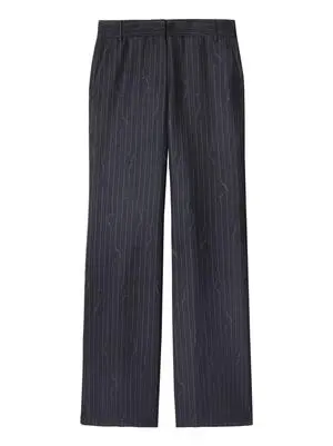 Off-White Pinstriped Wide-leg Tailored Trousers - Gray