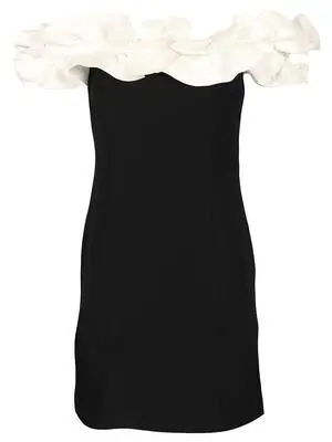 ROTATE BY BIRGER CHRISTENSEN Ruffled Off-the-shoulder Mini Dress - Black