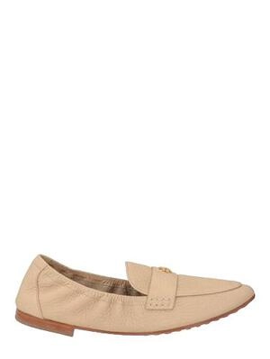 Tory Burch Pebbled Leather Loafers - Beige