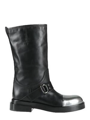 Premiata Leather Boots With Metallic Cap Toe And Buckle Detail - Black