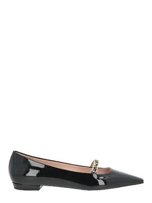 Emporio Armani Patent Leather Mary Jane Flats - Black