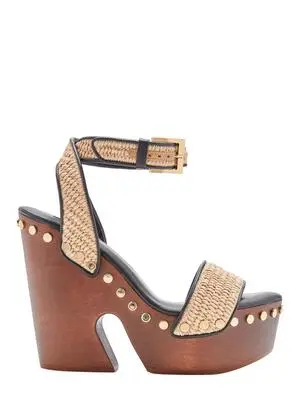 Givenchy Platform Fringed Raffia 95mm Wedges - Neutral