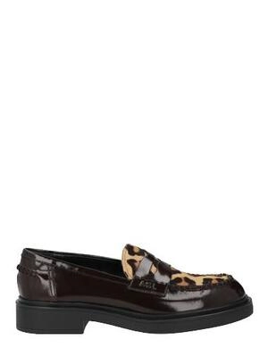 Agl Penny Loafers In Glossed Leather With Calf Hair - Brown