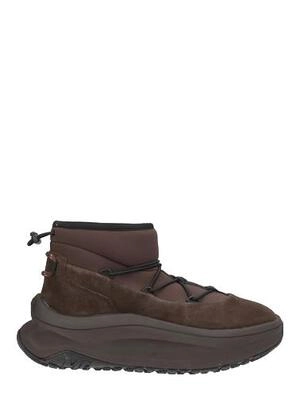 Moon Boot Ankle Boots In Dark Leather And Textile Fibers - Brown