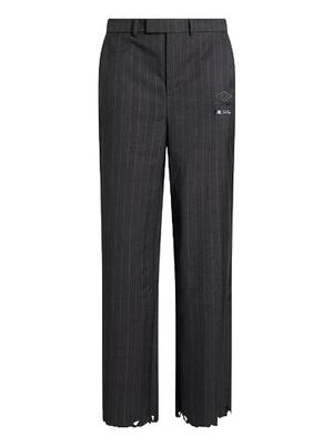 UMBRO Tailored Pinstriped Pants With Distressed Hem - Charcoal