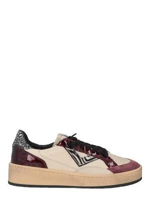 4B12 Low Top Suede Sneakers With Glitter And Lace-up Closure - Beige