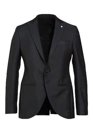 LUIGI BIANCHI MANTOVA Blazer Size Wool, Polyester - Black