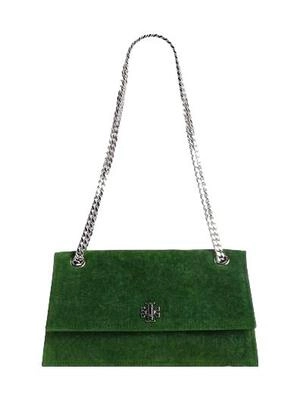 Tory Burch Emerald Velvet Shoulder Bag With Silver Tone Chain Strap - Green