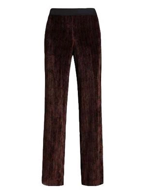SIYU Wide-leg Viscose & Silk Velvet Pants - Dark Brown