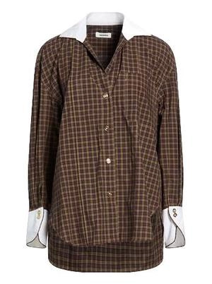 Sandro Cotton Poplin Tartan Button-up Shirt - Beige