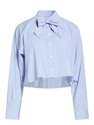 Sandro Checked Cotton Shirt With Bow Detail - Blue