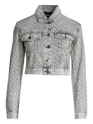 Emporio Armani Denim Trucker Jacket With Studded Accents - Grey