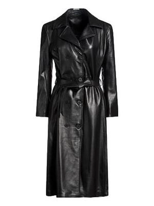 STREET LEATHERS Leather Trench Coat - Black