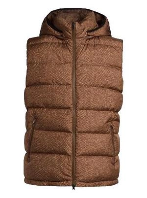 Herno Hooded Quilted Vest - Brown