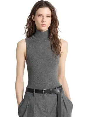 Michael Kors Cashmere Blend Turtleneck Bodysuit - Grey