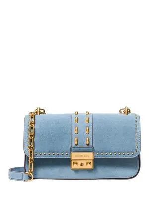 Michael Kors Tribeca Small Studded Suede Shoulder Bag In - One Size By Blue