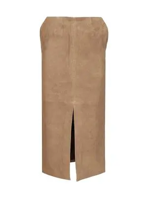 ROTATE BY BIRGER CHRISTENSEN Goat Suede Midi Pencil Skirt - Cream