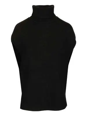 TOTEME Double-knit Cape Knit Merino Wool Turtleneck Sweater - Black