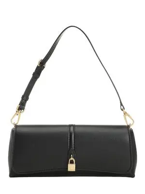 Stella McCartney Ryder Clutch Bag With Logo-engraved Brass Lock - Black