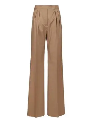 Max Mara Wool Twill Pleated Trousers - Brown