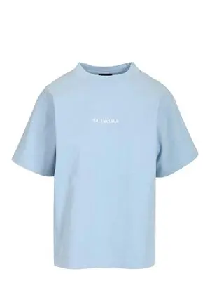 Balenciaga Logo Embroidered T-shirt - Blue