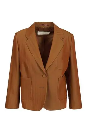 Dries Van Noten Short Striped Wool Twill Blazer - Brown