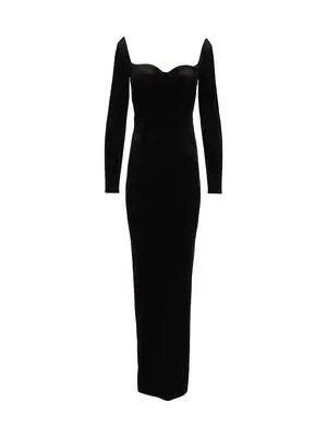 Balenciaga Off-the-shoulder Long Sleeve Maxi Dress - Black