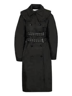 GANNI Duchesse Nylon Trench Coat - Black