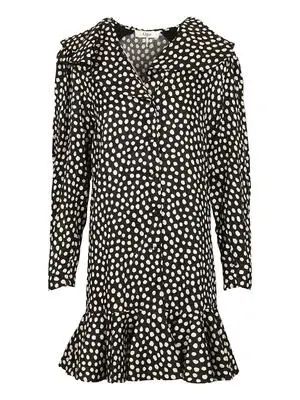 Chloé Long Sleeve Polka Dot Mini Dress - Black