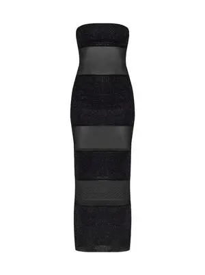 Oseree Long Bandeau Dress - Black