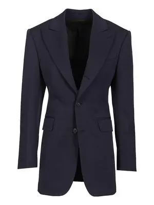 Celine Single-breasted Diagonal Wool Blazer - Blue