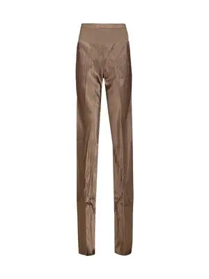 Rick Owens Bias Satin Flared Trousers - Cream