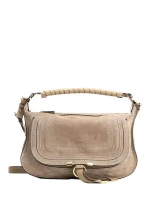 Chloé Small Marcie Suede Shoulder Bag - Cream