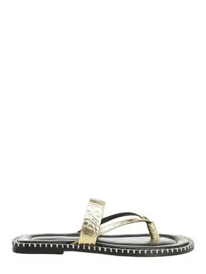 Dries Van Noten Metallic Leather Flip-flops - Gold