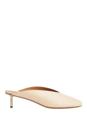 FORTE_FORTE Laminated Leather Clogs With Metal Heel - Cream