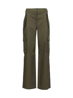 Burberry Gabardine Cargo Trousers With Check Trim - Green