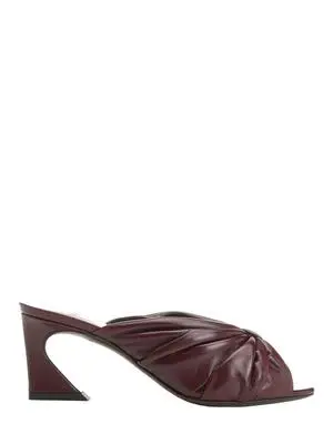Fendi Shiny Nappa Leather Slides With Bow Detail - Brown