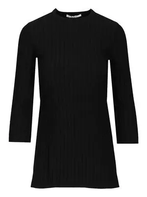 MAX MARA Max Mara Ribbed Viscose Crepe 3/4 Sleeve Sweater With Side Slits