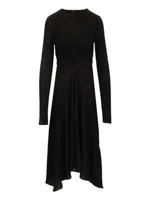 Isabel Marant Étoile ISABEL MARANT Long Sleeve Ruched Bodice Asymmetrical Dress Black