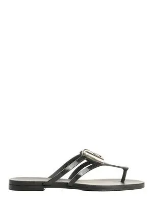 Dolce & Gabbana Rubber Flip-flops With Metal Logo - Black