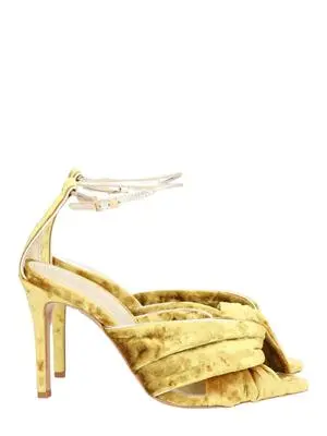 FORTE_FORTE Heliodore Velvet Crossover High Heel Sandals - Yellow