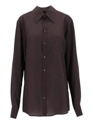 Dolce & Gabbana Shirt In Silk Crêpe De Chine - Brown