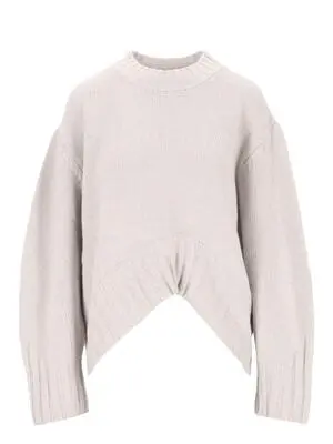 Attico Crewneck Sweater With Ribbed Trims And Dropped Shoulders - Gray