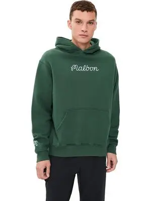 MALBON Embroidered Logo Fleece Hoodie - Forest