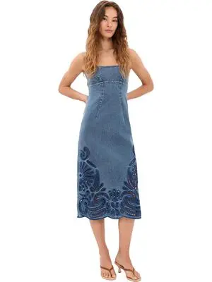 Ulla Johnson The Jane Eyelet Denim Dress - River