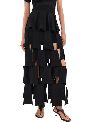 A.W.A.K.E. Mode Knitted Trapeze Skirt - Black