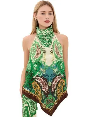 ALEMAIS Florence Botanical Print Halter Neck Scarf Top - Multi