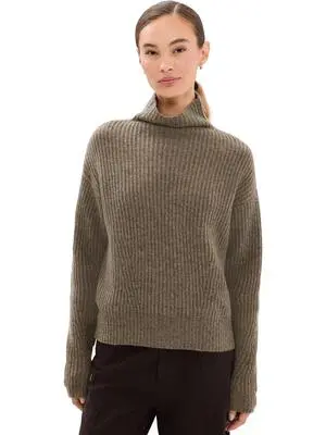 Le Kasha Verbier Cashmere Ribbed Mock Neck Sweater - Olive