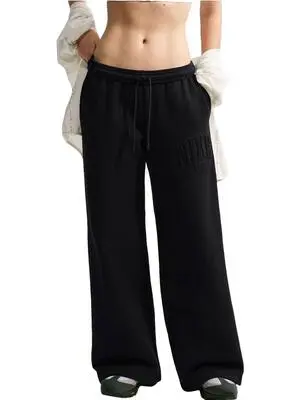 Nike Studio Fleece Wide-leg Pants - Total Black